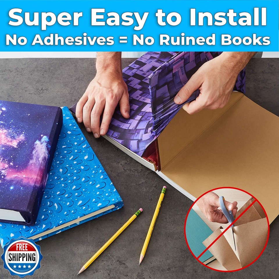 Easy Apply, Reusable Book Covers 1 Pk. Best 8x10 Textbook Jackets for ...