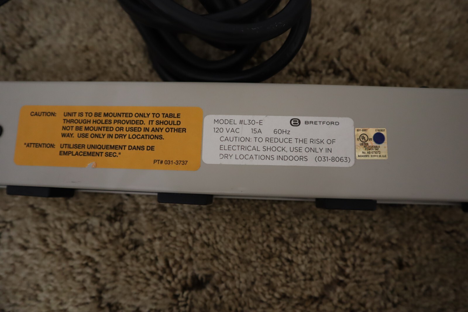 BRETFORD L30-E 15-OUTLETS ELECTRICAL UNIT~34.5"-w/19ft Power Strip Cord ...