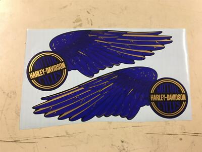 Gas Tank Decals Harley FLH Shovelhead Ball Wing Pr Stickers BLUE/GOLD ...