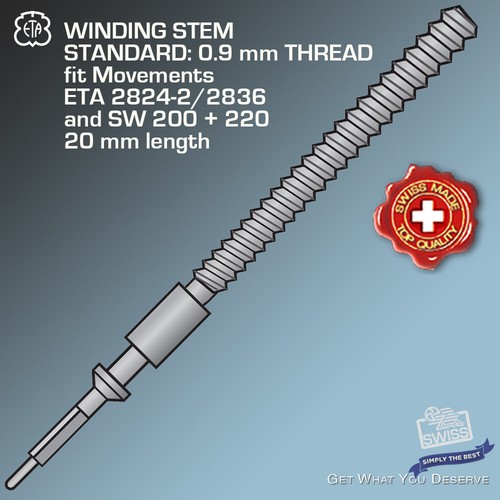 WINDING STEM, ETA 2824-2+2836-2, SW 200+220, 0.9 MM THREAD, 20 MM LONG ...