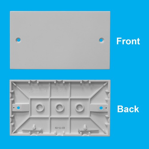 1x White 2 Gang Double Wall Blanking Plate Electric Socket Cover with ...