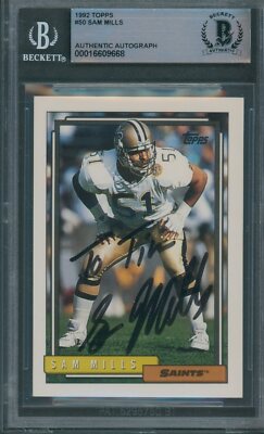 1992 Topps #50 Sam Mills Beckett Authentic Autograph Signed *9668 | eBay