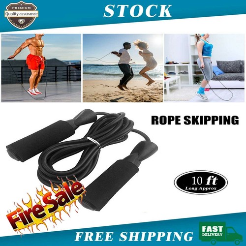 3m/10ft Adjustable Boxing Skipping Rope Gym Weighted Jump Adult Speed ...