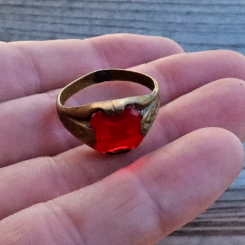 RARE Vintage Antique Ruby Red Stone Ring Jewelry Size 10.5 Collectible ...