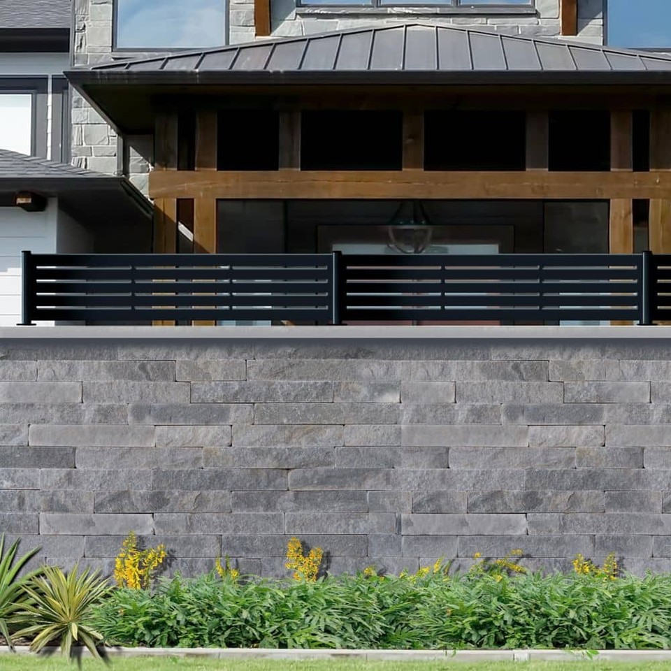 Linea 16 In. X 72 In. Black Galvanized Steel Decorative Screen Panel ...