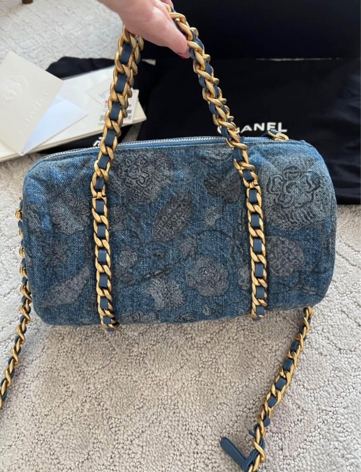 Chanel blue denim bowling bag | eBay