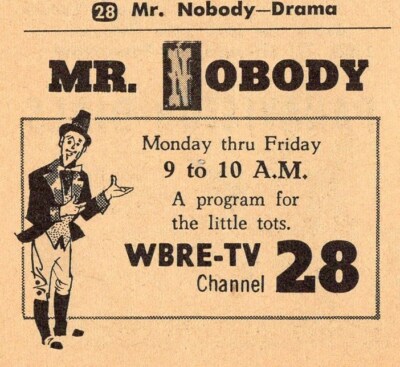 1955 TV GUIDE AD ~ EDWIN RAUB MR NOBODY Horror Host Uncle Teds Ghoul ...