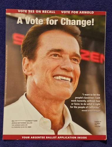 Calif Recall Ballot October 7, 2003; Recall Davis/Vote Schwarzenegger ...
