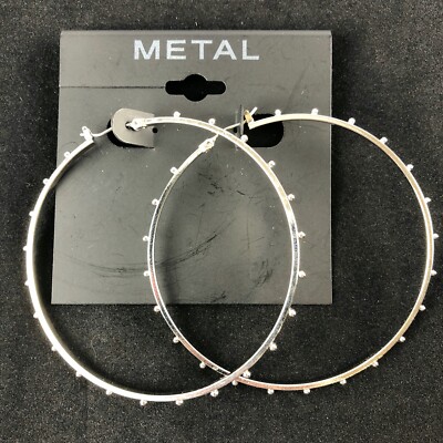 Kohl's Metal Earrings Silver-tone Hoop 2 3/8" | eBay