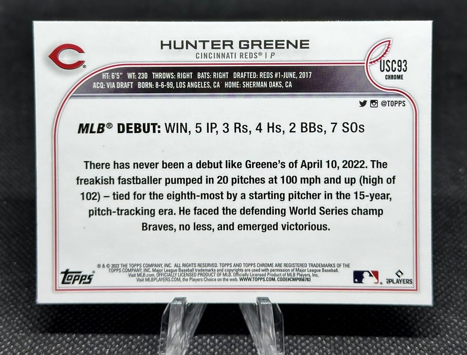 2022 Topps Chrome HUNTER GREENE Purple Parallel Rookie Refractor #USC93 ...