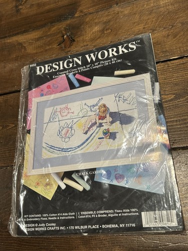 Design Works Cross Stitch Kit Chalk Garden Kids Drawing 9852 Design 10 ...