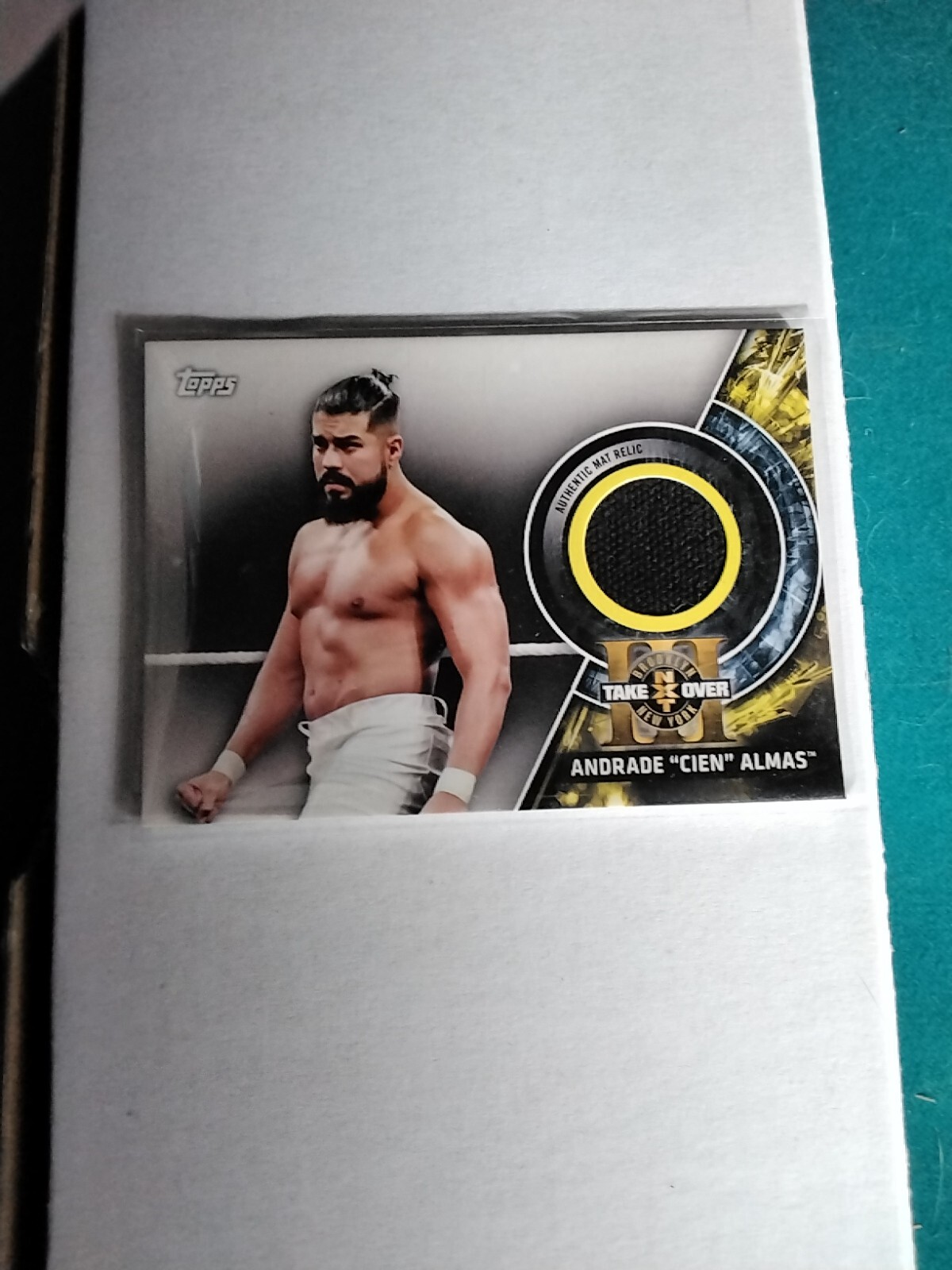 2018 Topps WWE Andrade Cien Almas NXT Take Over Event Mat Relic Card # ...