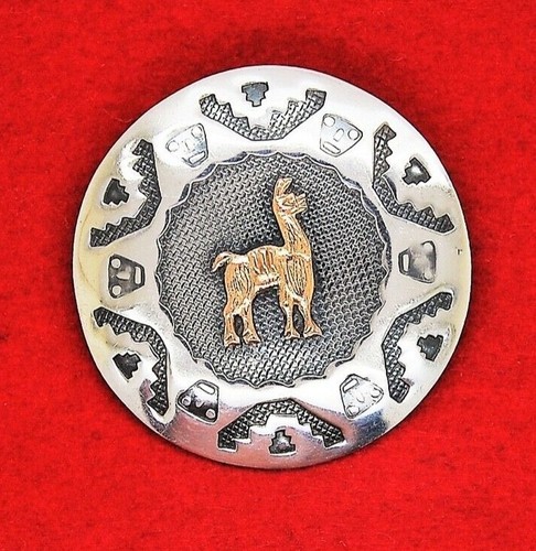 VINTAGE PERU 925 STERLING SILVER 18K YELLOW GOLD LAMA BROOCH PIN | eBay