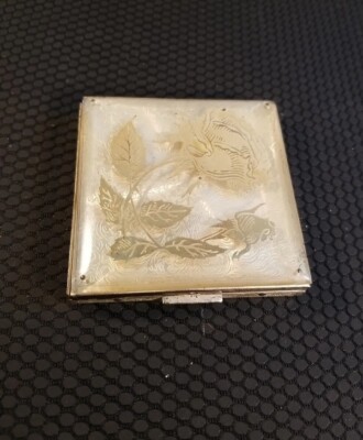 Fifth Avenue Rex inlaid Sterling silver Powder Make Up square Compact ...