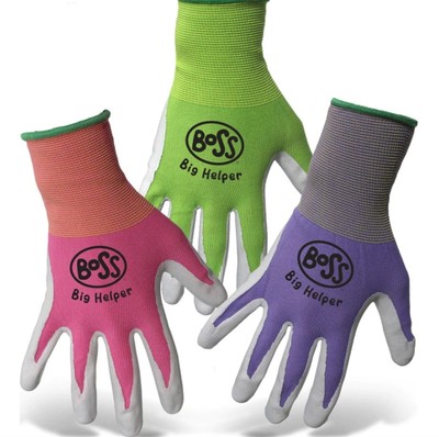 Boss Kid's Big Helper Nylon w/ Nitrile Coated Palm/Fingers Gloves (Pack ...