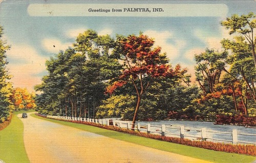 Greetings from Palmyra Indiana Road Scene 947 Landscape Panel Locals | eBay