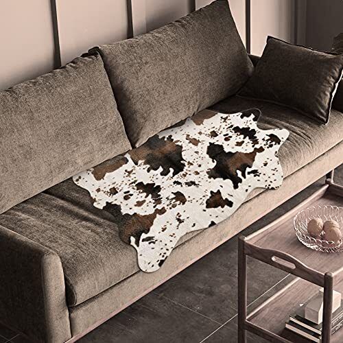 Cow Print Rug Faux Cowhide Area Carpet Animal Print Mat for Living Room ...