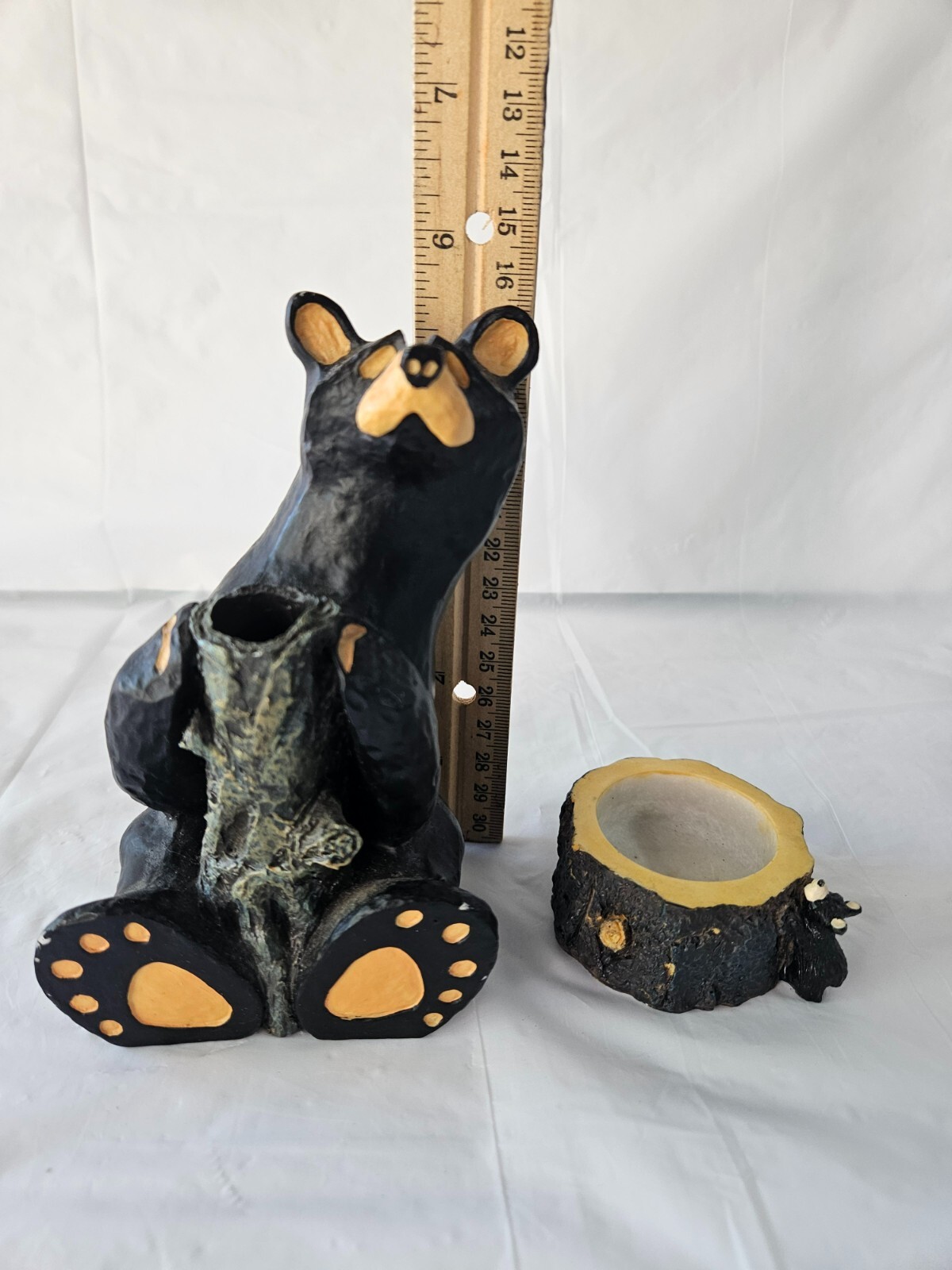 Jeff Fleming Bearfoot Big Sky Carvers Black Bear Sculpture Bud Vase ...