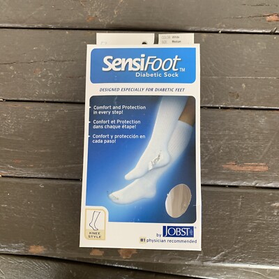 SensiFoot Diabetic Sock Comfort and Protection Medium White Knee Style ...