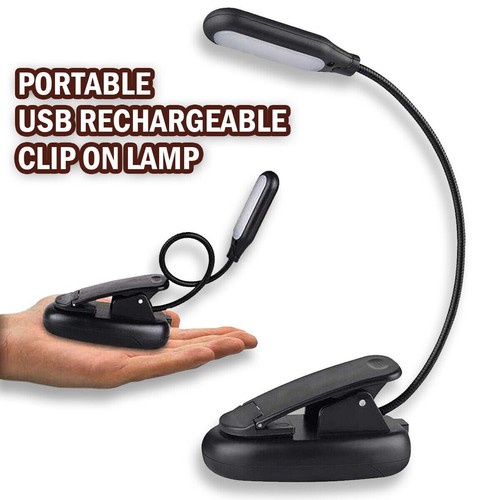 USB Rechargeable Small LED Reading Book Light W/ Flexible Clip Desk ...