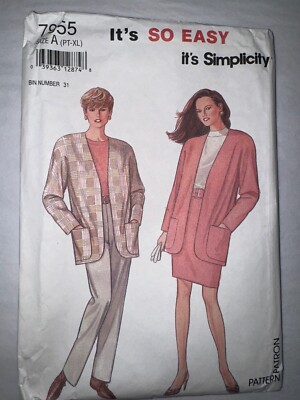 Vintage Simplicity Pattern 7955 Easy Pants Shirt/top Jacket Size Petite ...