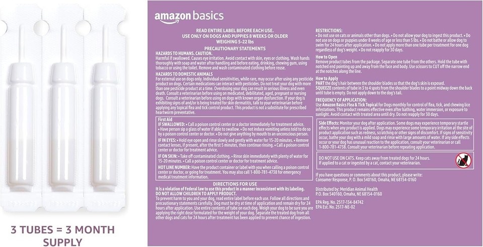 Amazon Basics Flea and Tick Topical Treatment for Large Dogs 45-88lbs ...