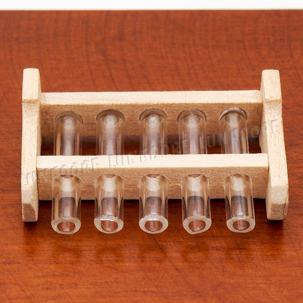 5pcs Glass Test Tube W/ Wood Rack Set Miniature Laboratory 1 12 ...