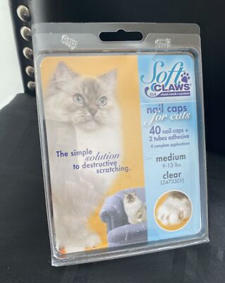 Soft Claws Cat Kitten Nail Caps 40 Medium 9-13 lbs Clawed Declawed ...