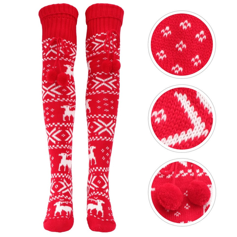 1 Pair of Women Knit Leg Warmers Christmas Winter Warm Boot Socks Long ...