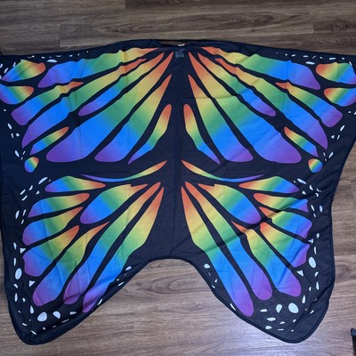 Earthbound Butterfly Wings Cape Shawl Rainbow Monarch Women’s Halloween ...