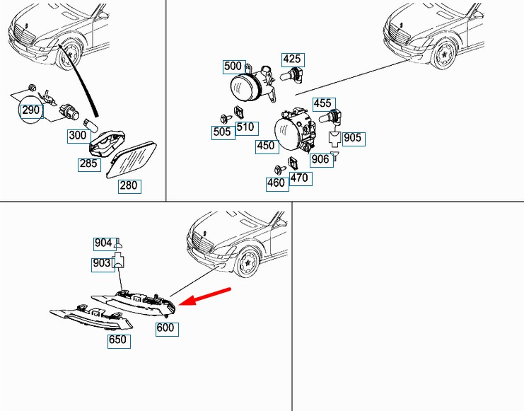 MERCEDES-BENZ S-CLASS W221 Front Right DRL Fog Light A2218201456 New ...