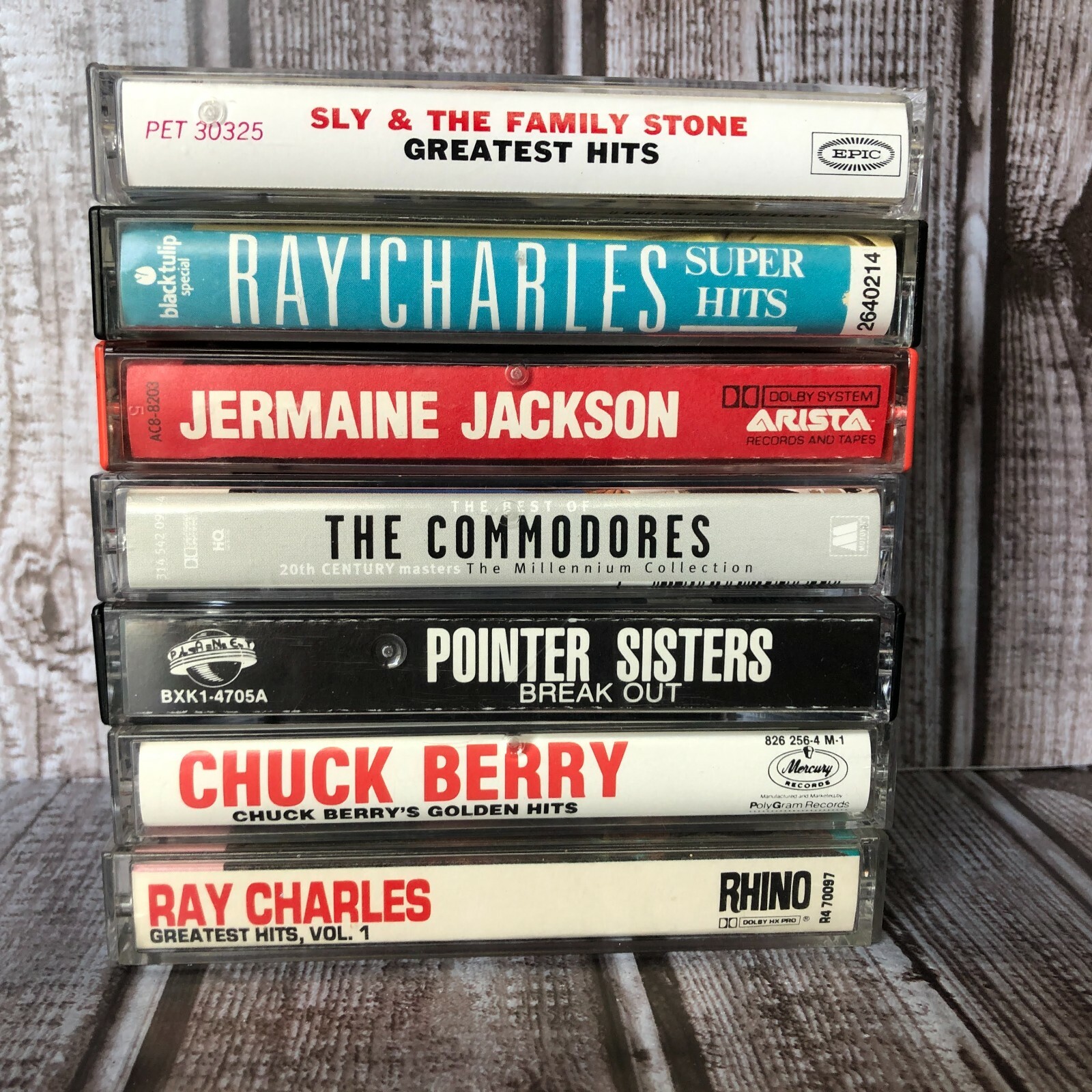 Lot of 7 R+B Motown Cassette Tape Ray Charles Commodores Pointer ...