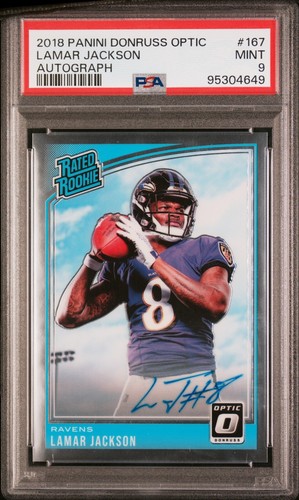 2018 PANINI DONRUSS OPTIC LAMAR JACKSON AUTOGRAPH ROOKIE #ED 4/50 PSA 9 ...