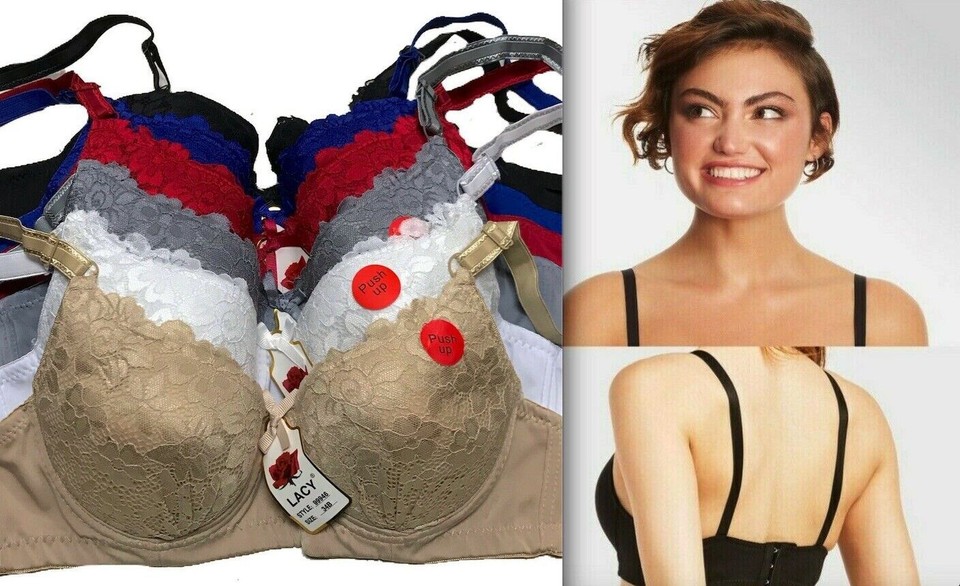 Lot 6 pcs Underweire Full Cup Wire Lace Light Padded Wire Bra 99946 B ...