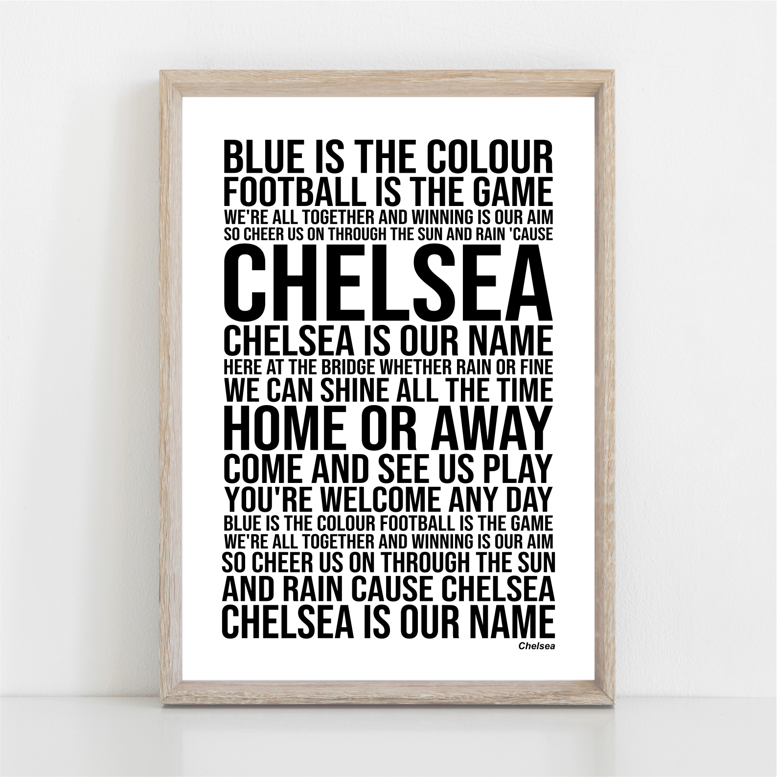 Chelsea FC Blue is the Colour Anthem Song Lyrics Poster Print Wall Art ...
