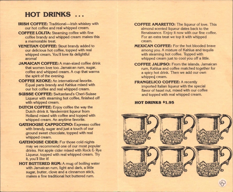1980 GATEHOUSE RESTAURANT vintage cocktail menu DOWNTOWN PALO ALTO ...