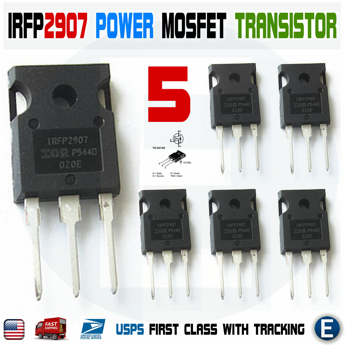 5pcs IRFP2907PBF IR IRFP2907 MOSFET N-Channel Transistor 75V 209A TO ...