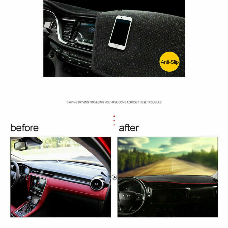 Car DashMat Dash Mat WIth Red rim Non-Slip Sun Cover Pad For Mercedes ...