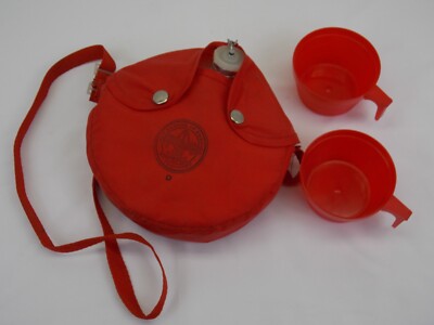 Vintage BSA Canteen by Regal with Red BSA Cloth Cover and 2 mess cups ...