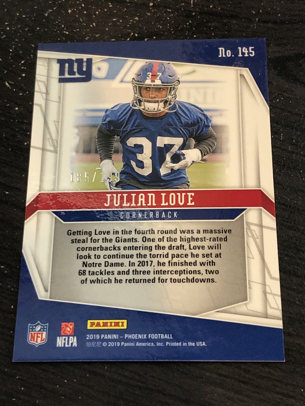 2019 Panini Phoenix - Rookies Julian Love #145 Pink /199 (RC) for sale ...
