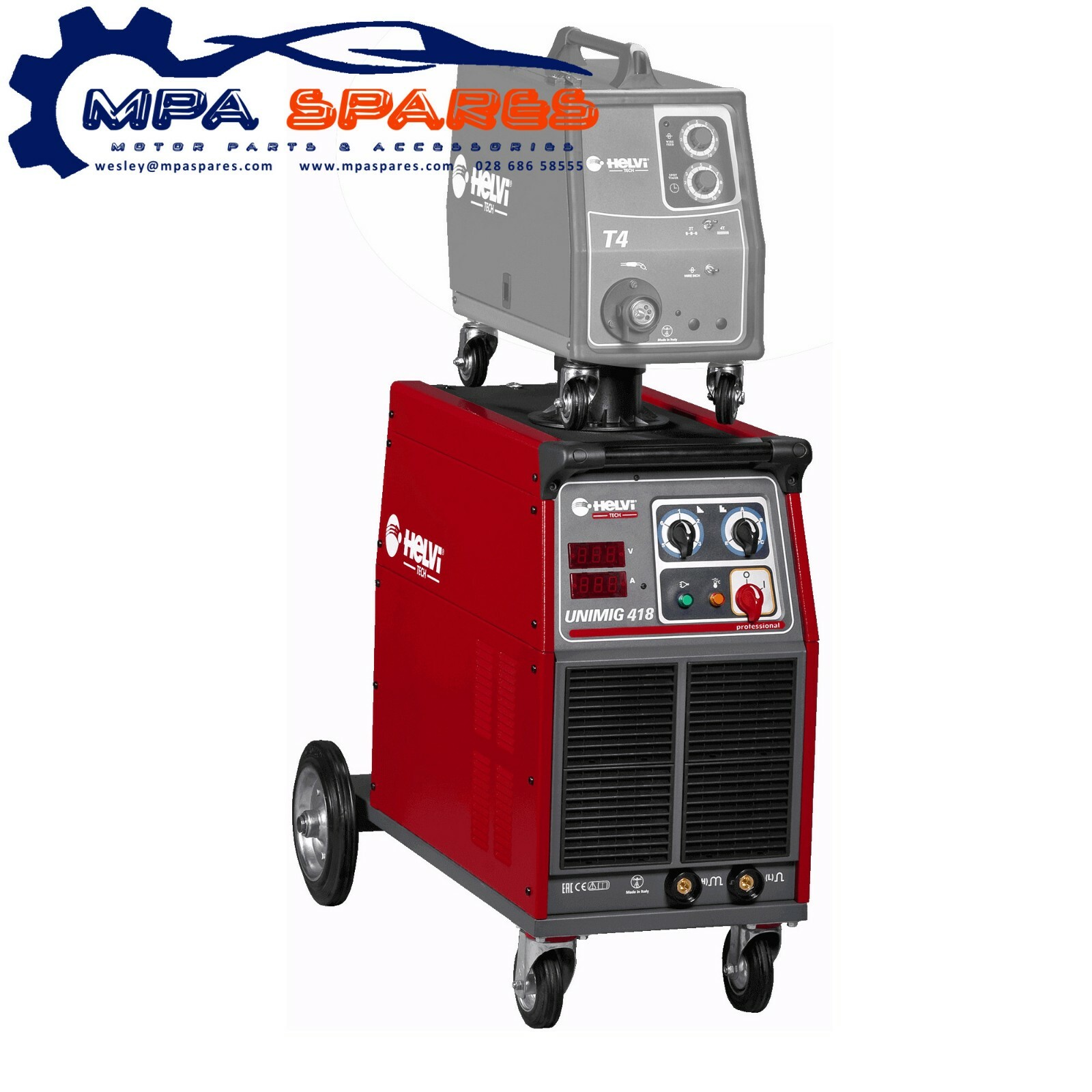 HELVI UNIMIG 418 MIG WELDER MACHINE ONLY (AIR COOLED, 3 PHASE, WHEELED ...