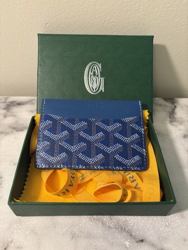 Authentic GOYARD Saint-Pierre Goyardine Print Card Case Holder In Blue ...