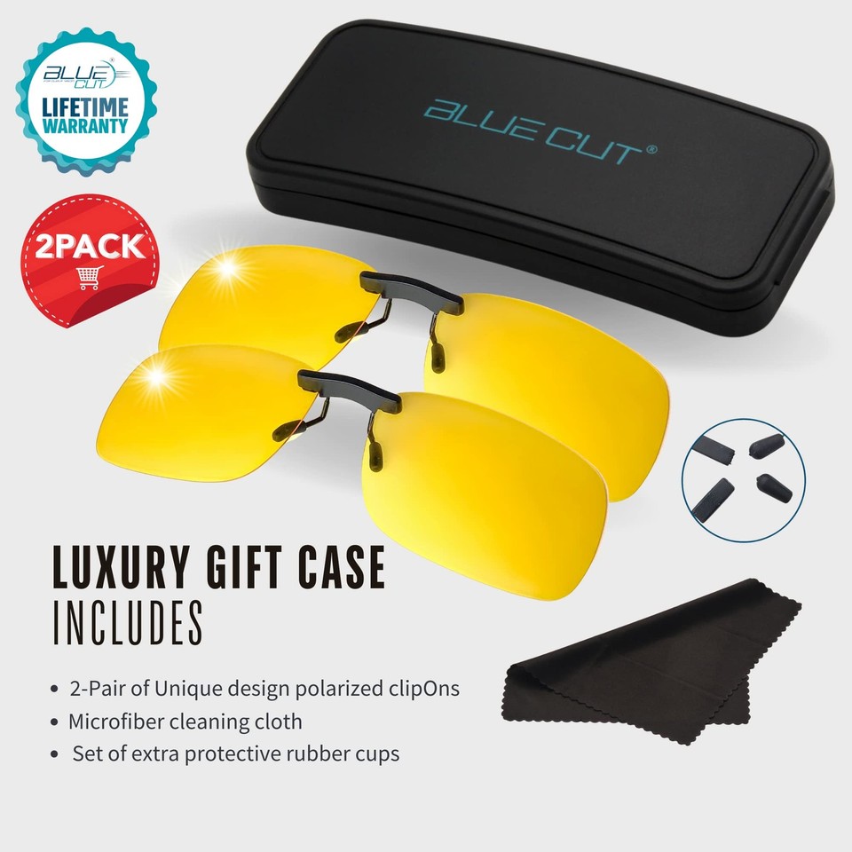 Clip on Polarized Night Vision, Driving Sunglasses UV 400 Blocker To ...