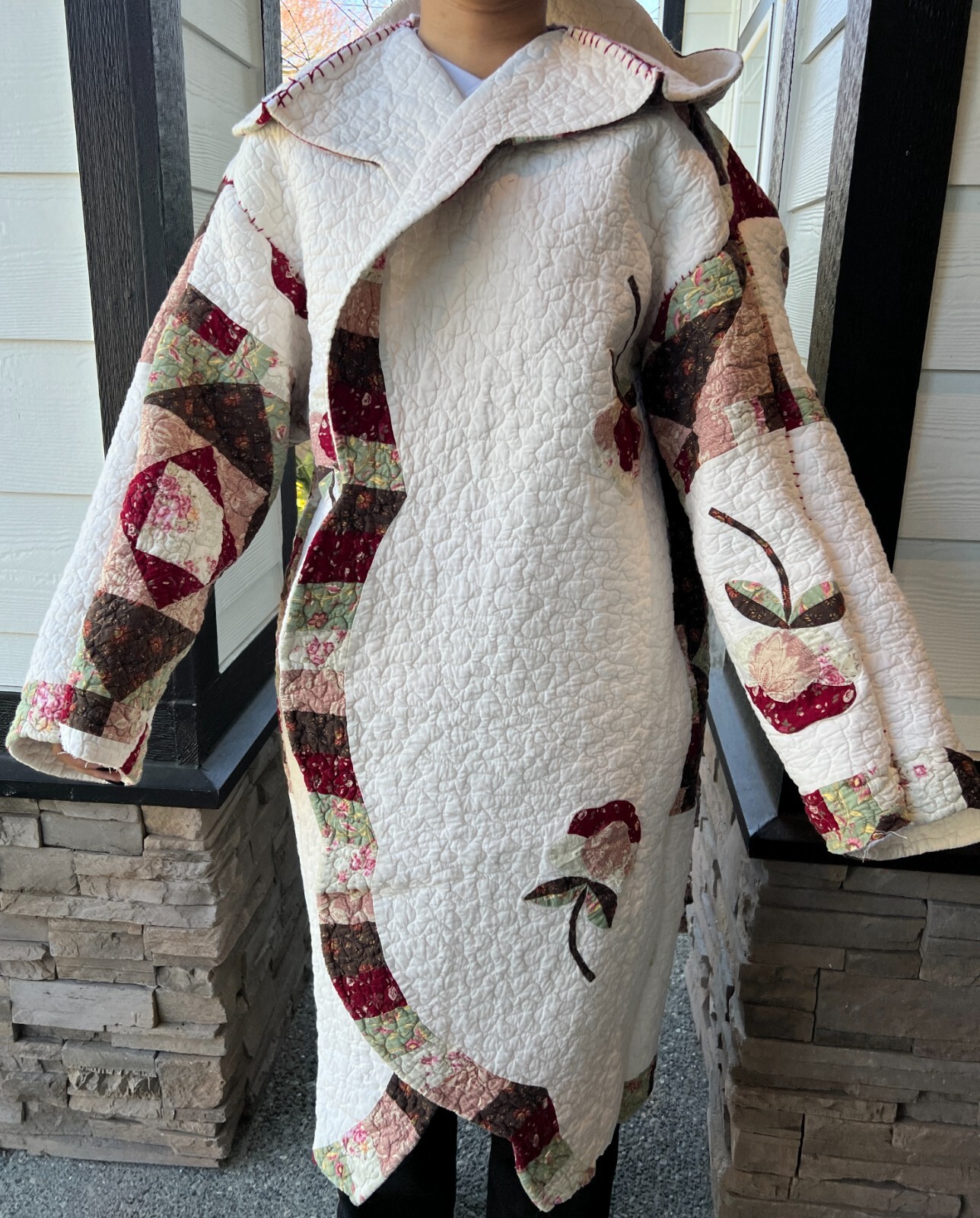 Handmade Upcycled Roses Patchwork Quilt Duster Coat - Gem