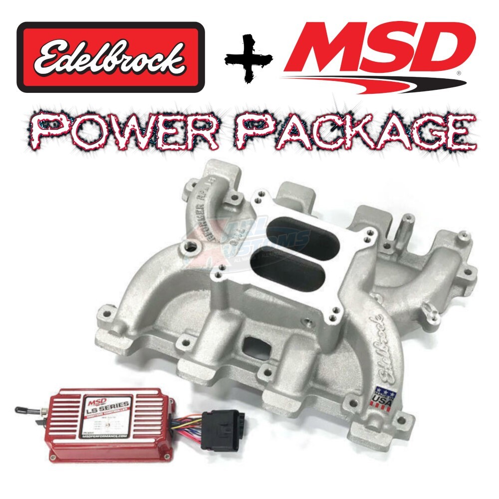 Edelbrock 71187 Performer RPM Carb Intake & MSD 6014 Box LS Swap LS1 5 ...