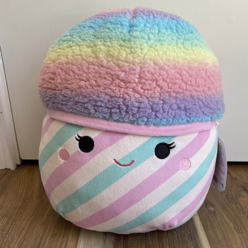 NWT Squishmallow 10”- 12" BEVIN Rainbow Snowcone - Soft Fuzzy Top Plush ...