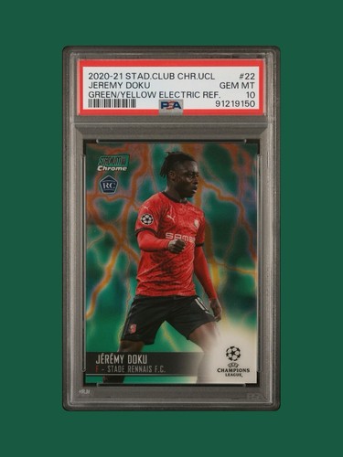 2020-21 Topps Stadium Club Chrome UCL - Jeremy Doku #22 Green Yellow ...