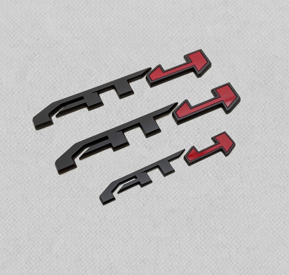 3PCS Set Matte Black Red AT4 Emblems Badge Fit GMC Canyon Sierra 2500HD ...