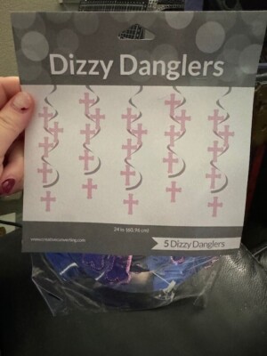 Pink Cross 5ct. Dizzy Danglers 24" Hanging Decorations Party Supply New!!!! | eBay