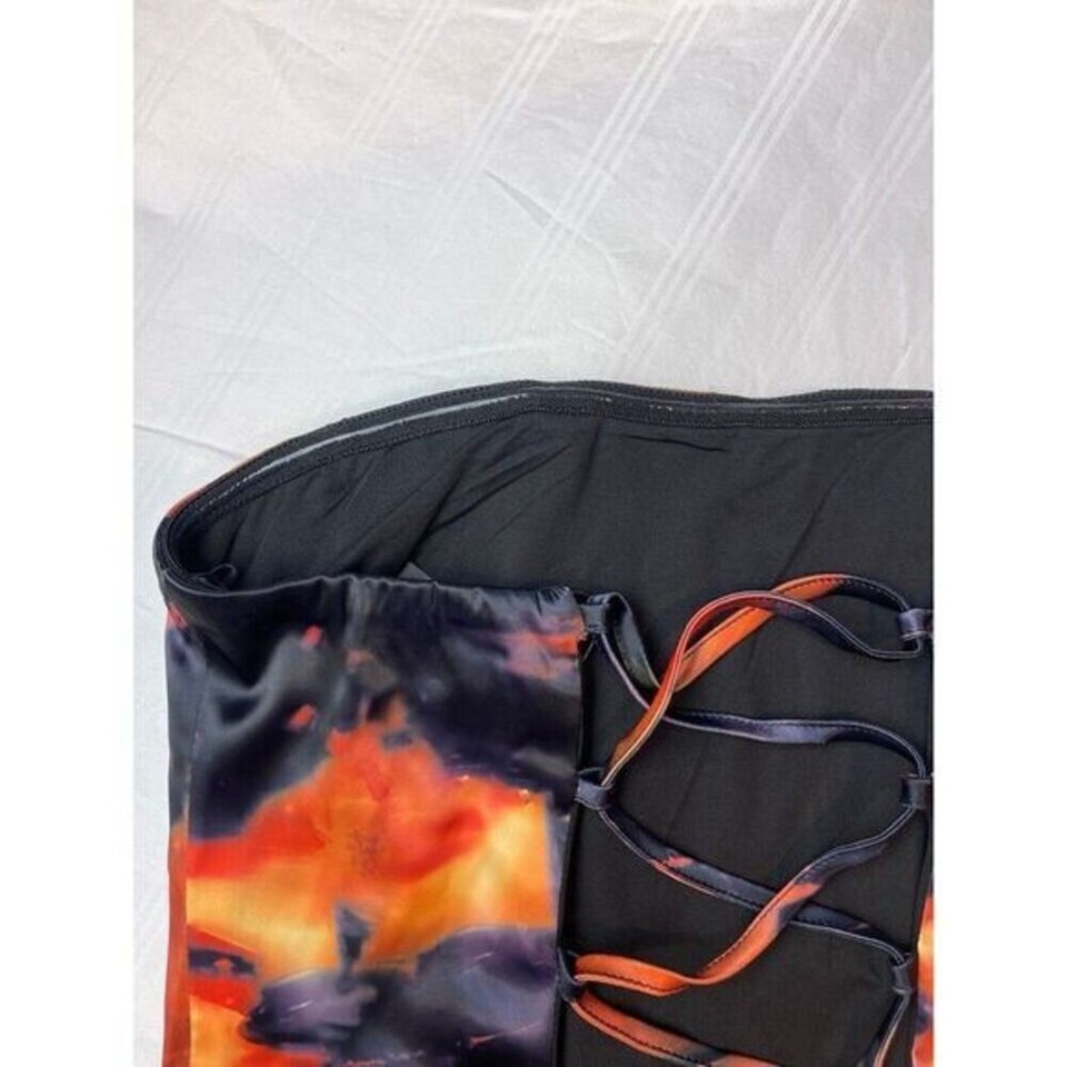 Micas Abstract Fire Flames Lace up Corset Tops Size Small | eBay